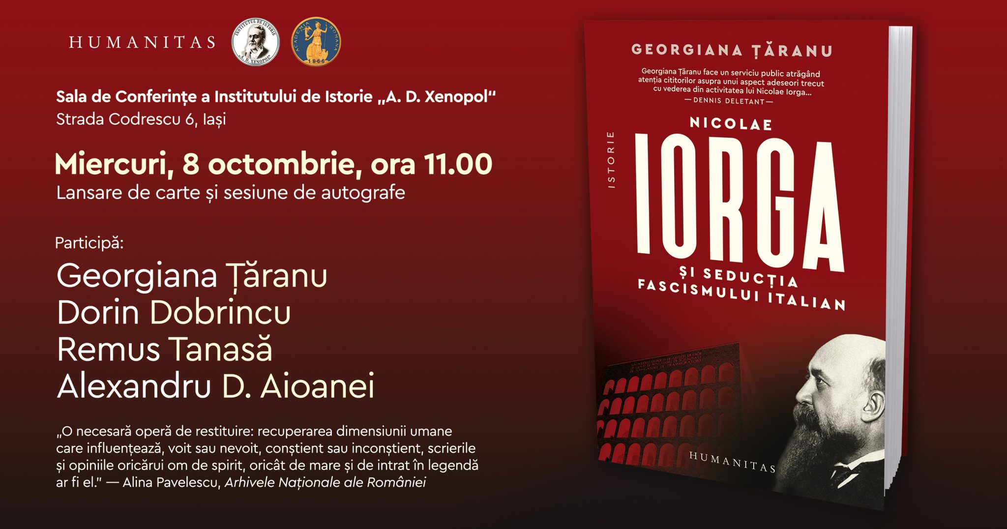 Lansare de carte. Georgiana Țăranu, Nicolae Iorga și seducția ...
